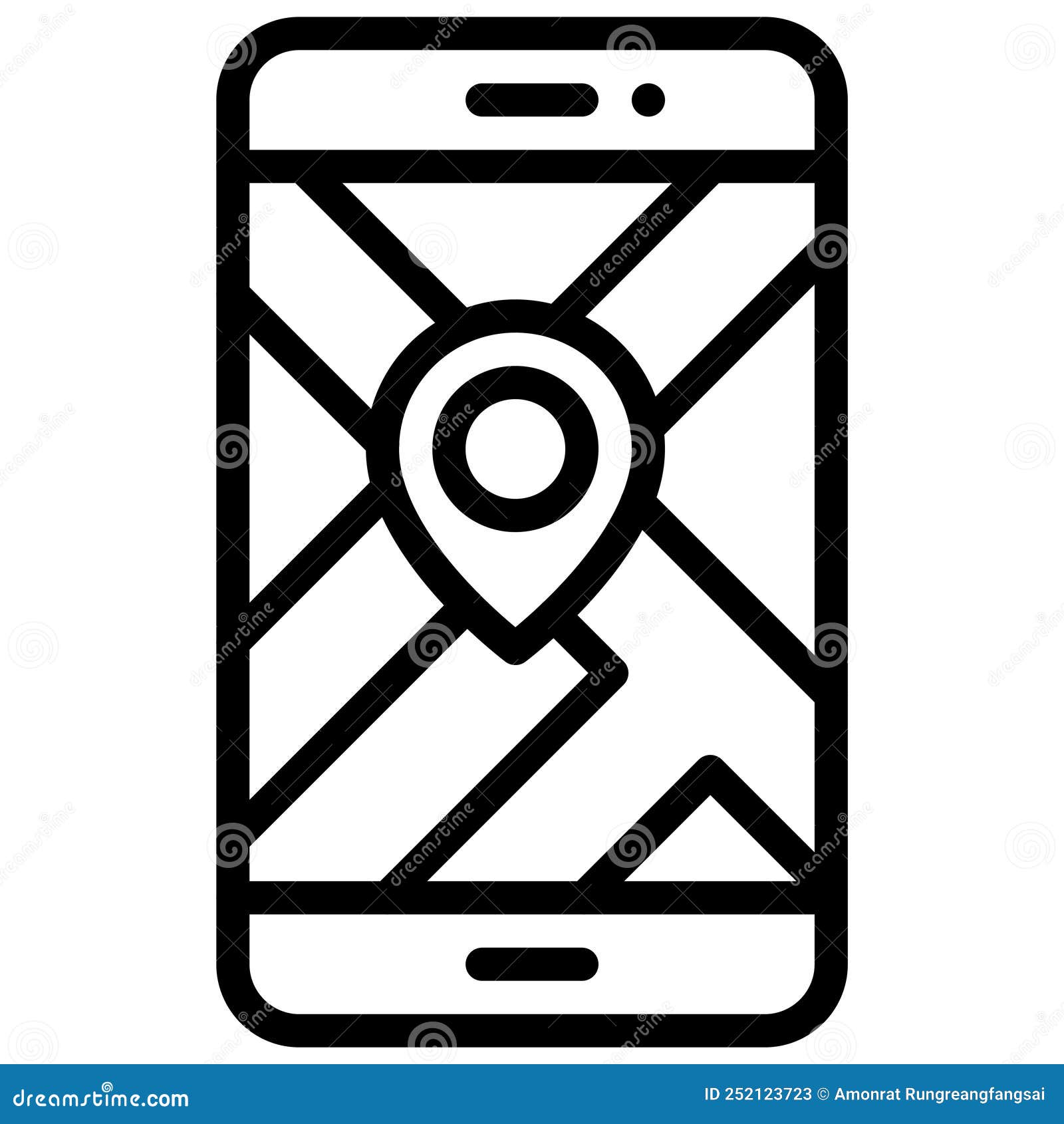 Map on Smartphone Icon, Location Map and Navigation Vector Stock Vector ...