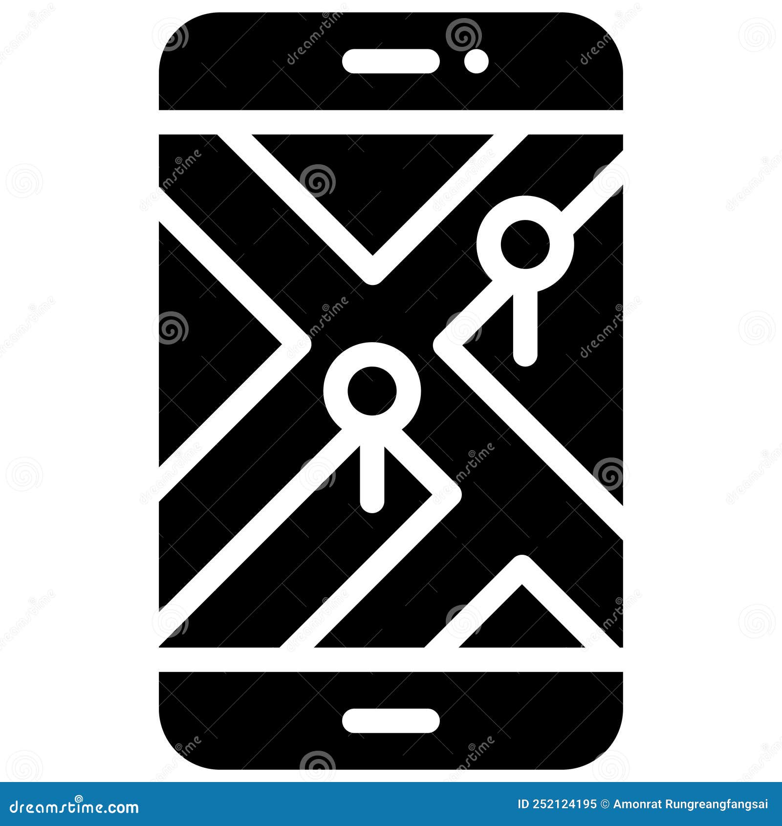 Map on Smartphone Icon, Location Map and Navigation Vector Stock Vector ...
