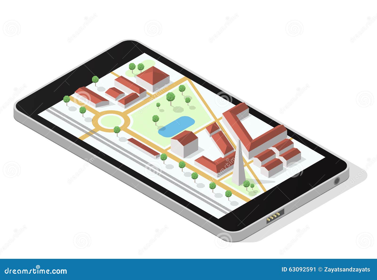 Map on smartphone screen stock vector. Illustration of device - 63092591