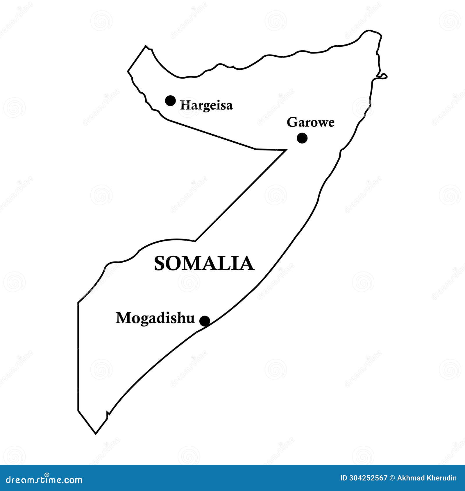Map of somalia stock illustration. Illustration of cartography - 304252567