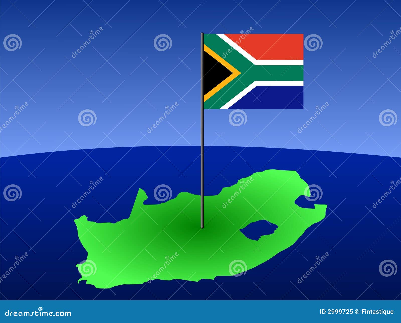 Map of South Africa with Flag Stock Vector - Illustration of world ...