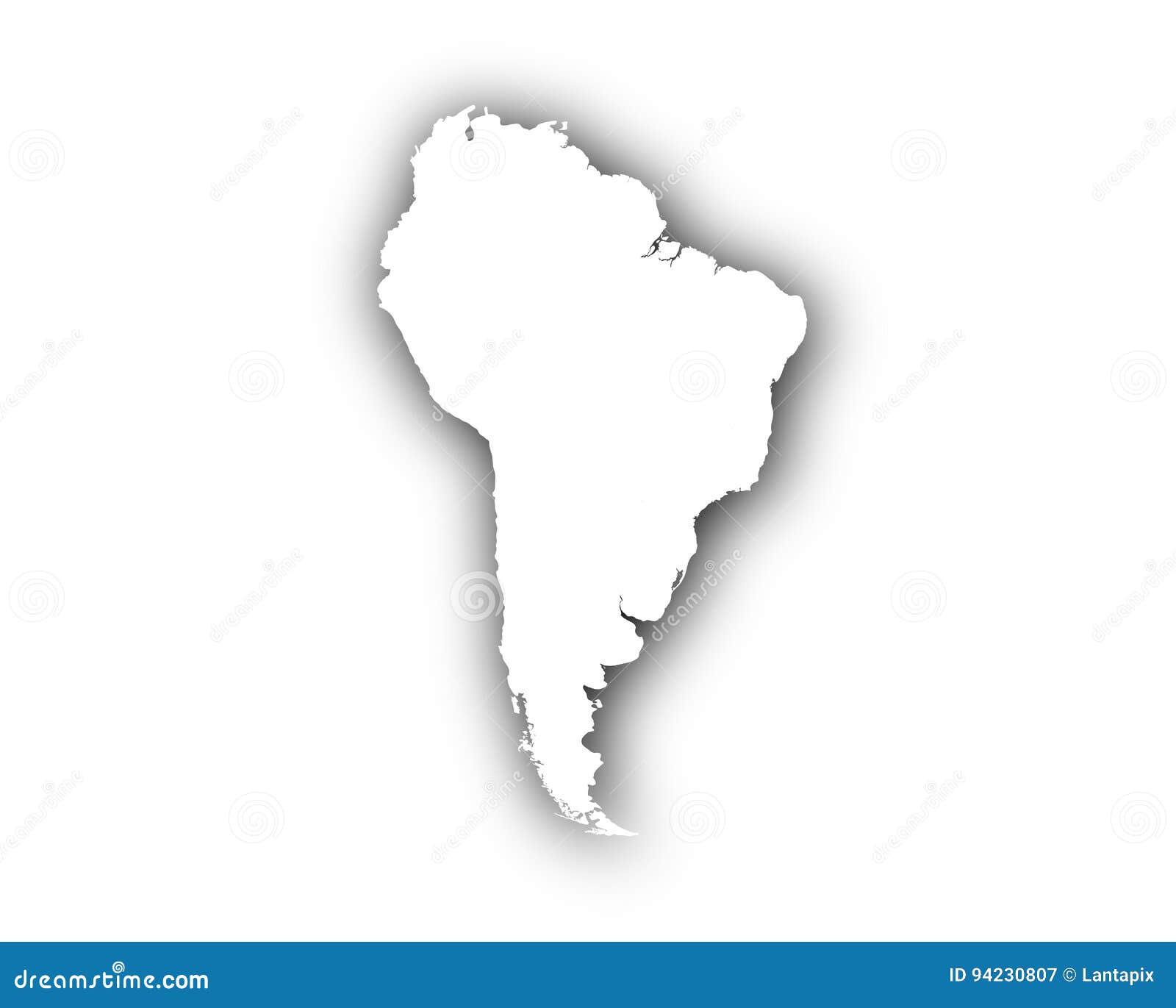 Map of South America with Shadow Stock Vector - Illustration of shadow ...