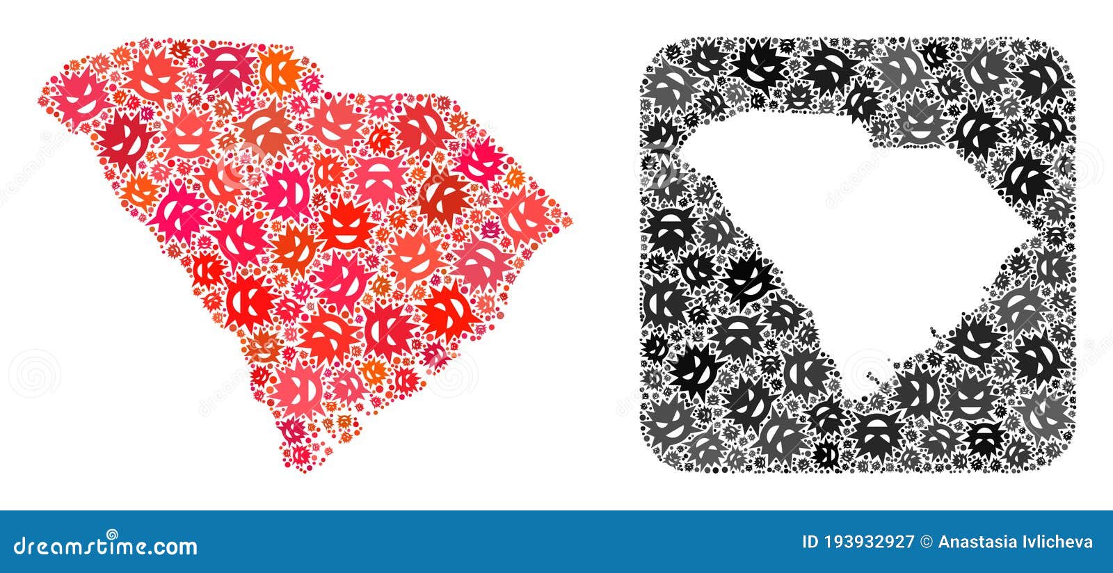 Map of South Carolina State - Evil Virus Collage with Empty Space Stock ...