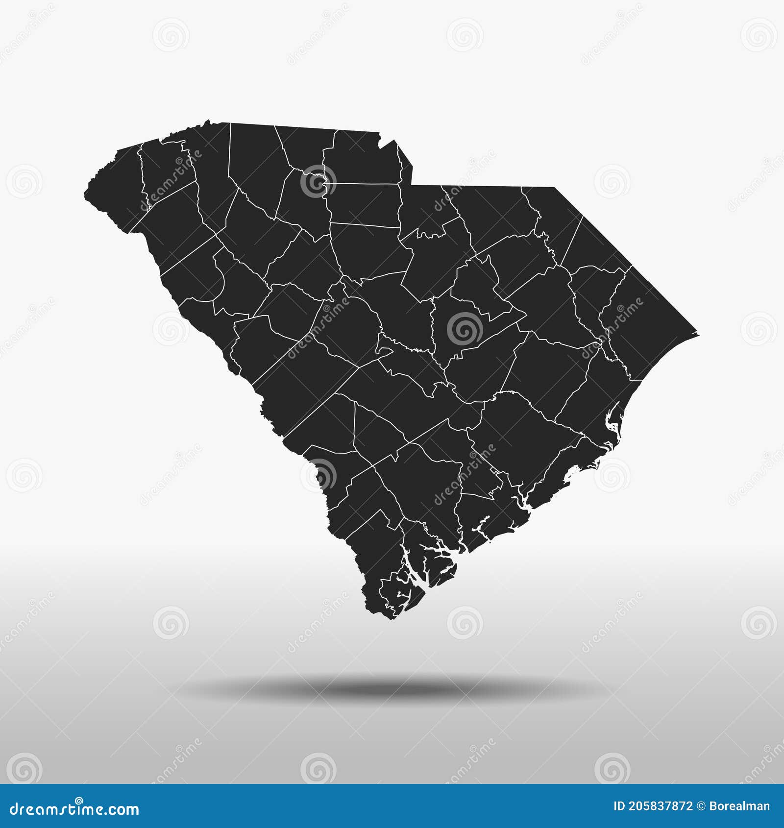 Map of the South Carolina stock vector. Illustration of design - 205837872