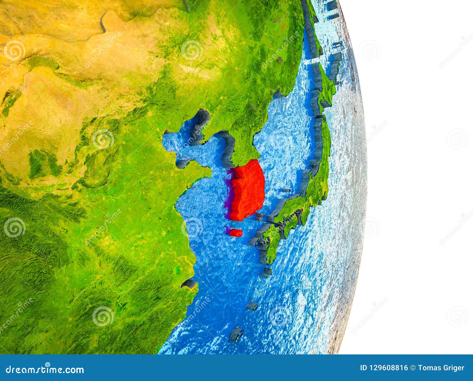 Map of South Korea on 3D Earth Stock Photo - Image of korean, render ...