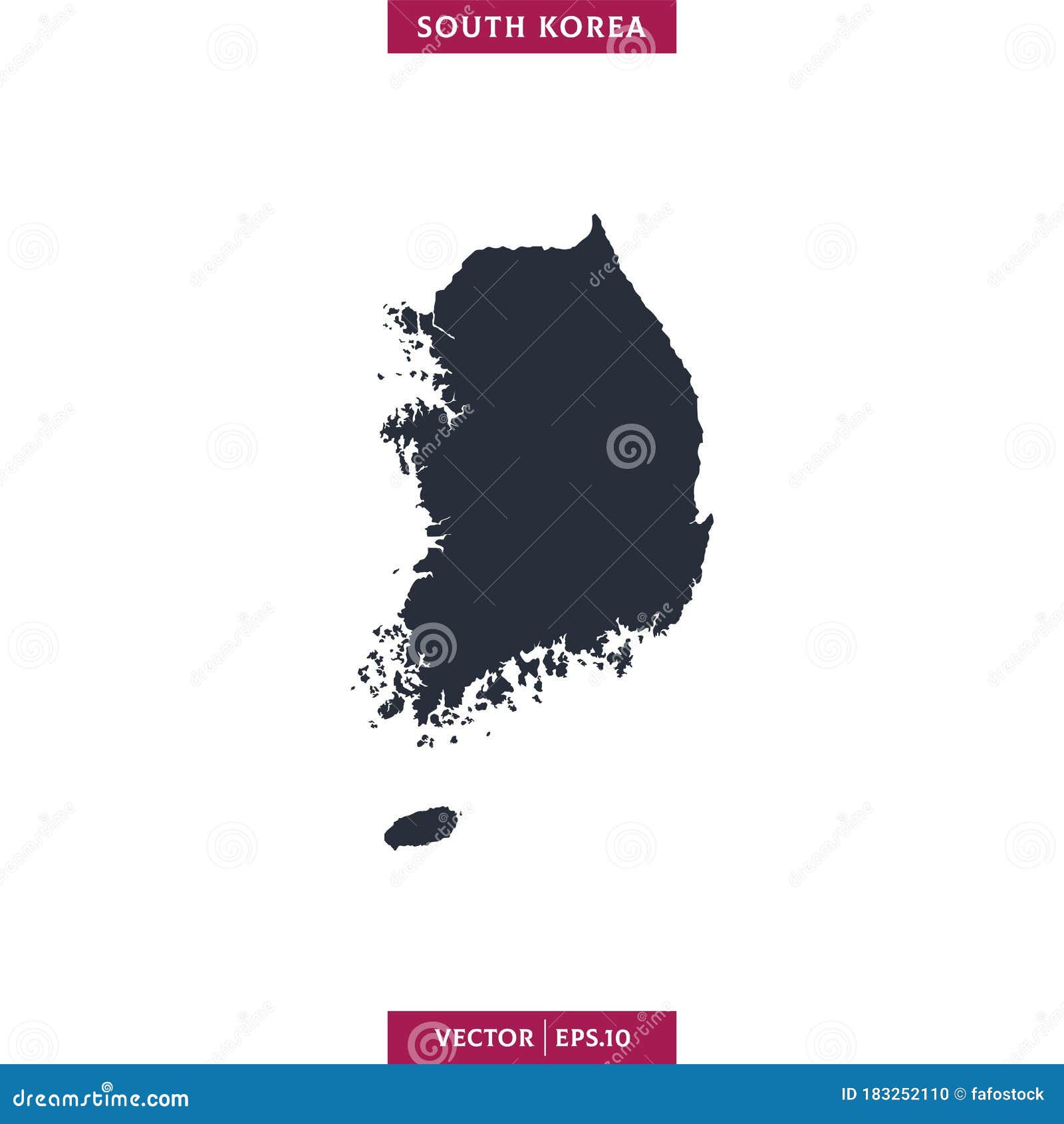 South Korea Map. High Detailed Map Vector in White Background. Stock ...