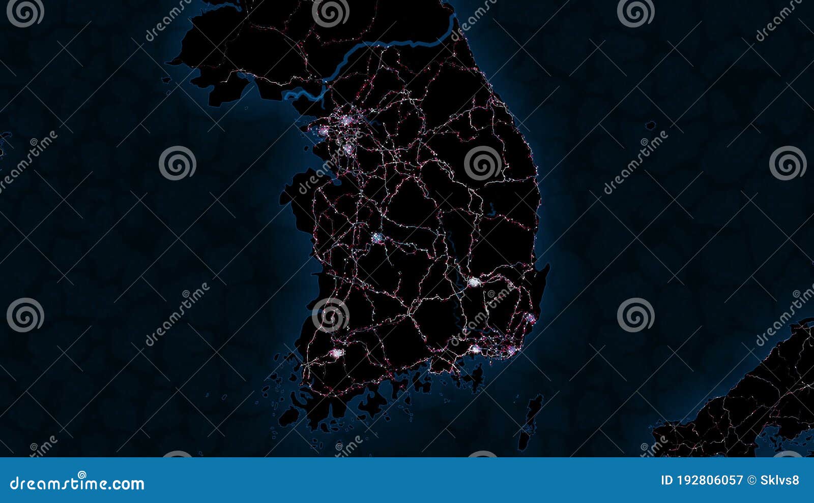 Map of South Korea. Night View from Space. Stock Video - Video of ...