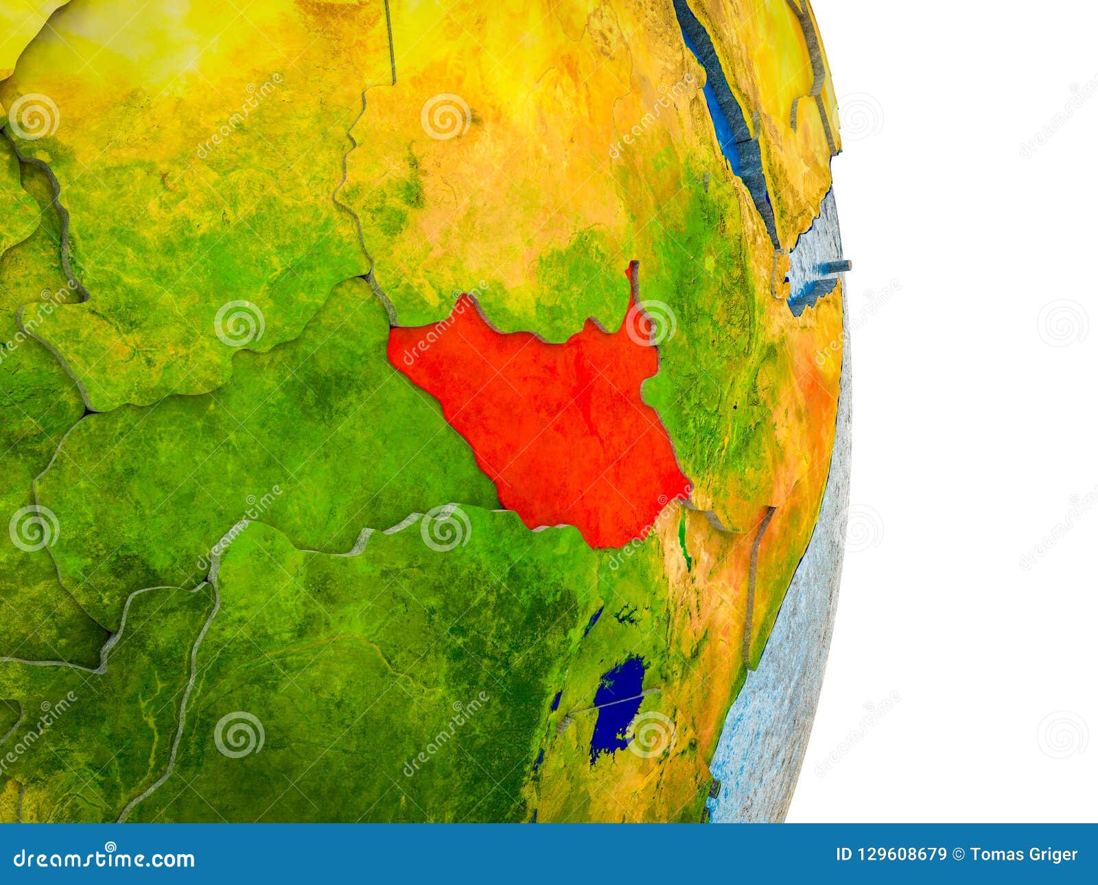 Map of South Sudan on 3D Earth Stock Illustration - Illustration of ...