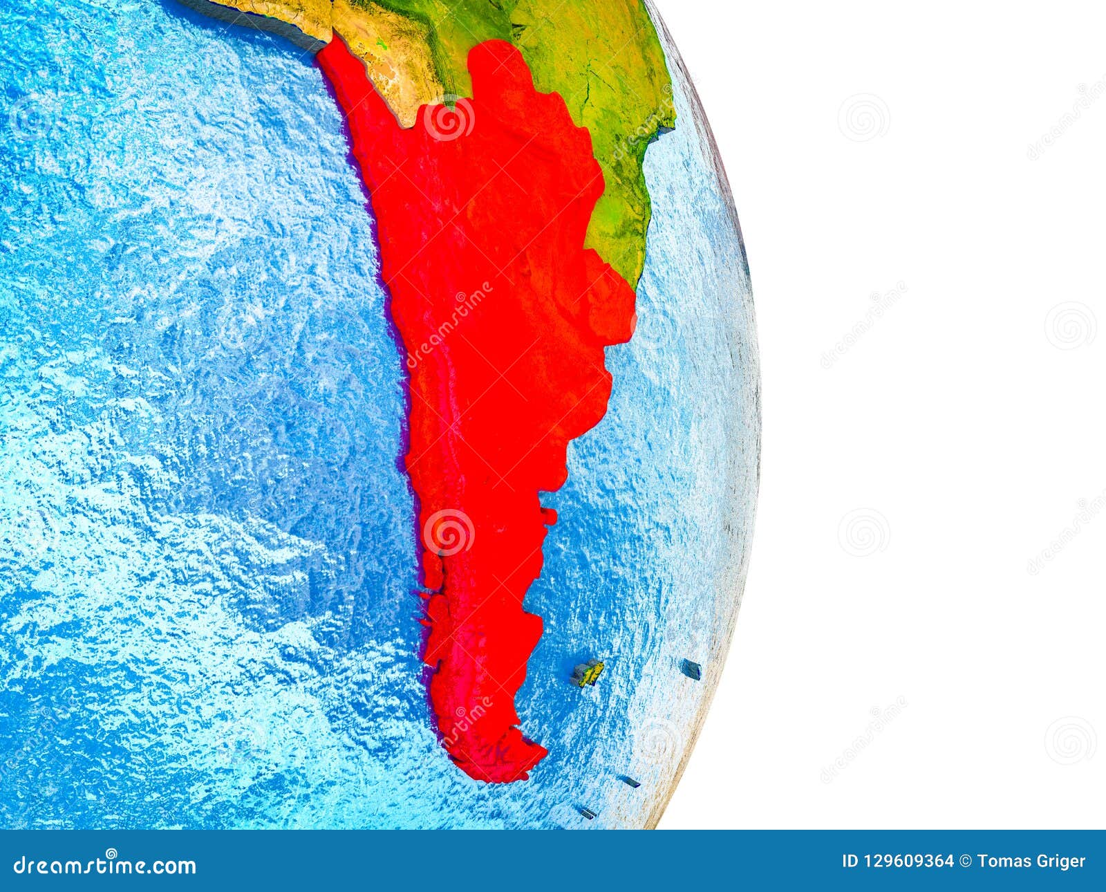 Map of Southern Cone on 3D Earth Stock Illustration - Illustration of ...