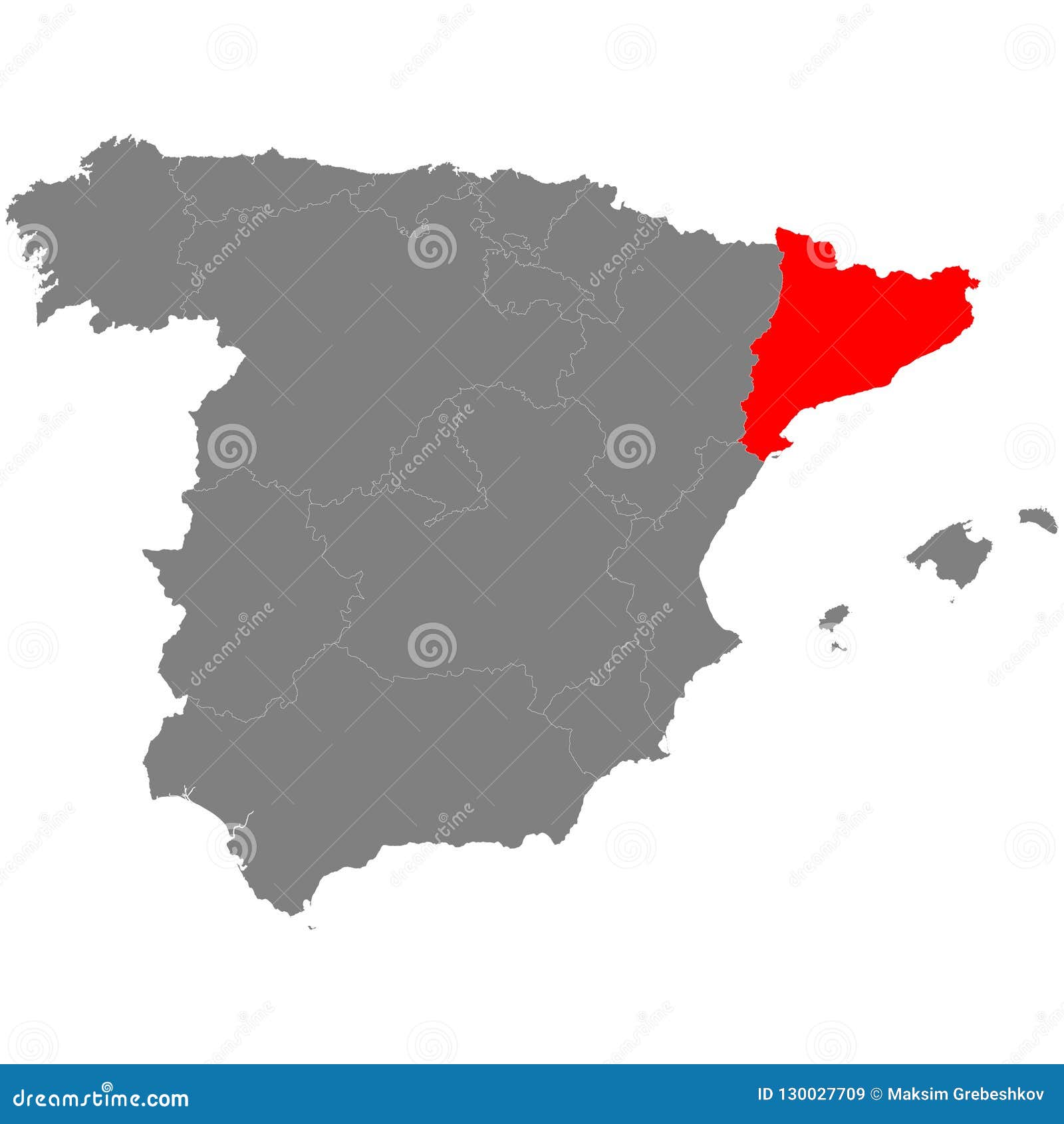 Map of Spain with Borderrs of Catalonia Stock Illustration ...