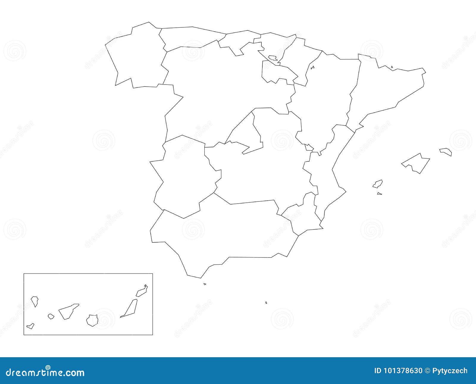 Map of Spain Devided To 17 Administrative Autonomous Communities ...