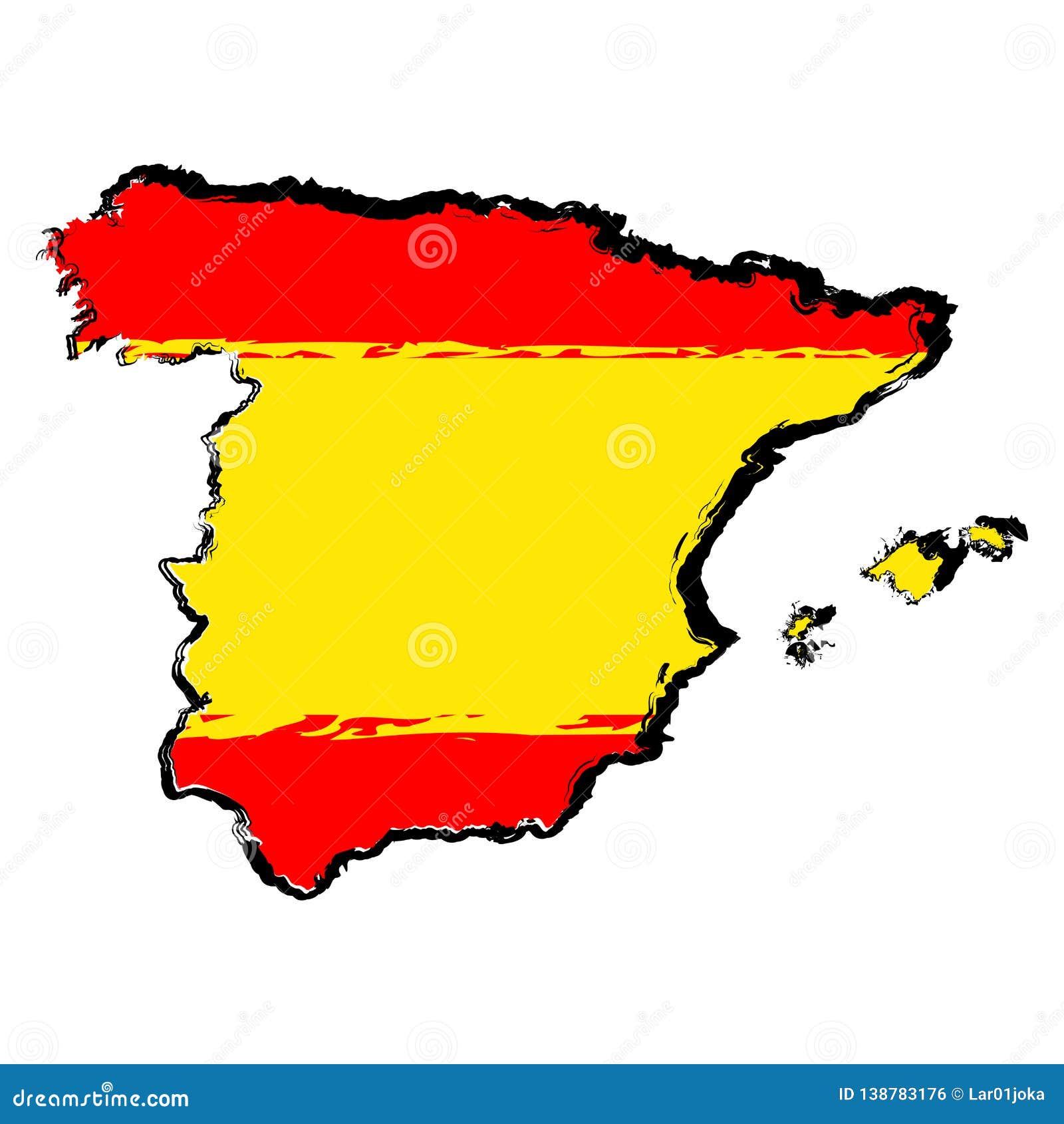 Map of Spain with flag stock vector. Illustration of symbol - 138783176