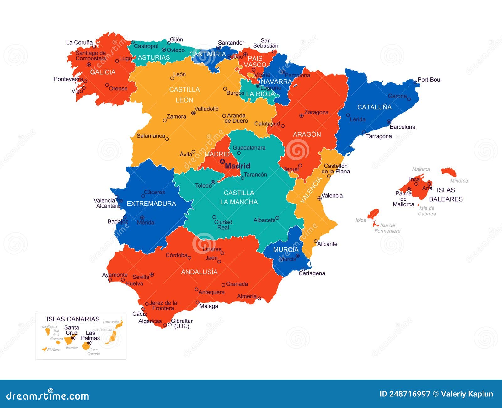 Map of Spain - Highly Detailed Vector Illustration Stock Vector ...