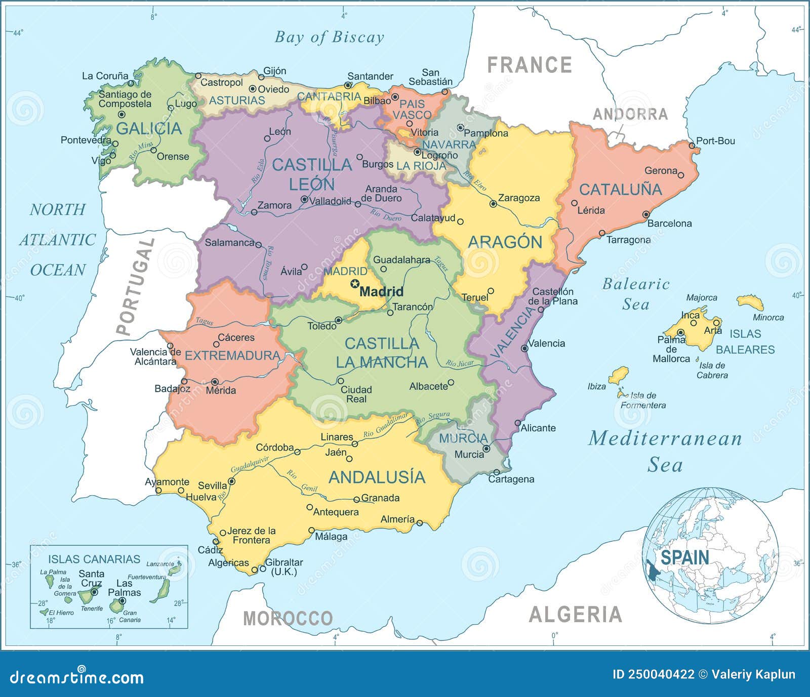 Map of Spain - Highly Detailed Vector Illustration Stock Vector ...