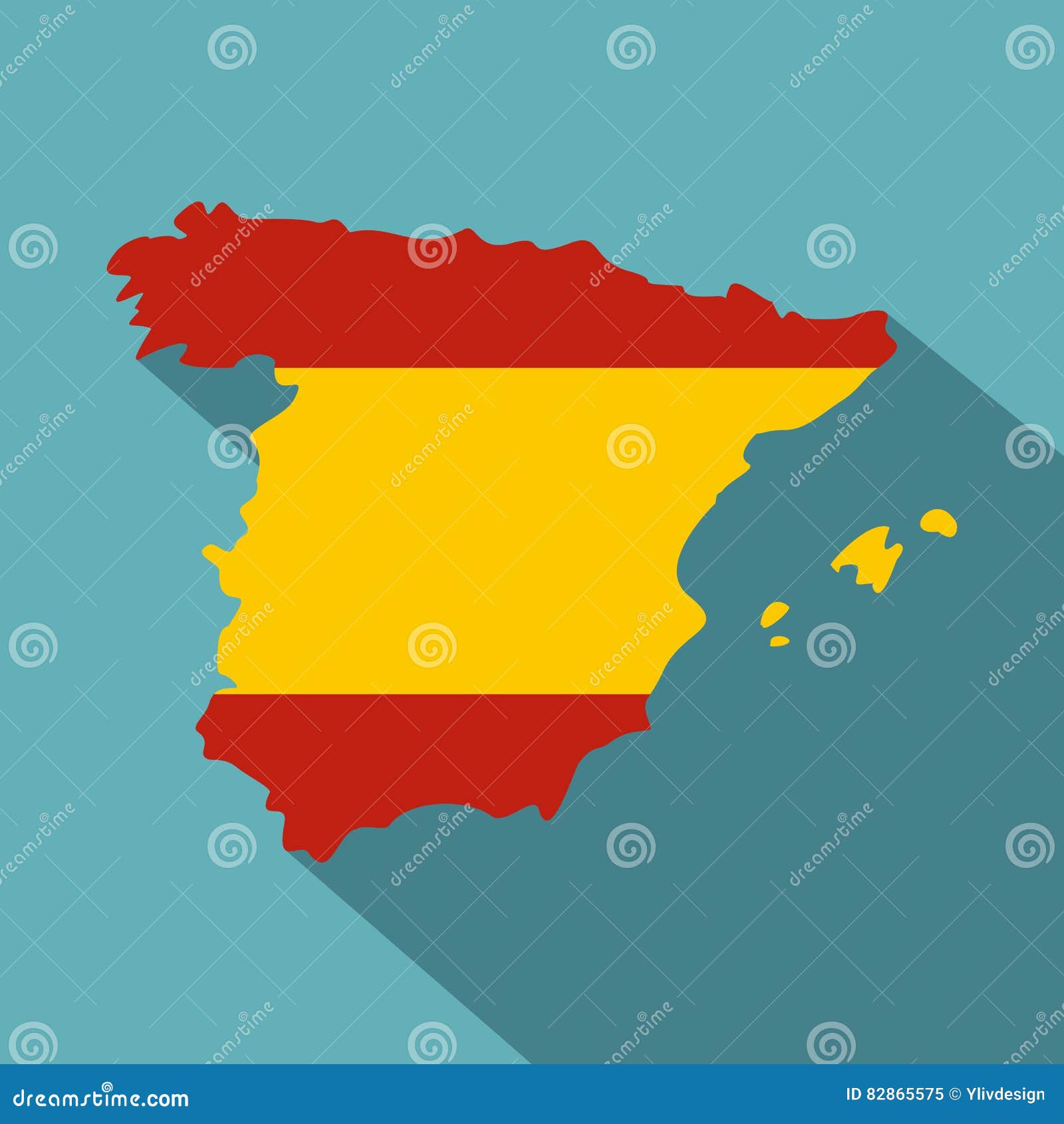 Map of Spain Icon, Flat Style Stock Vector - Illustration of drawn ...