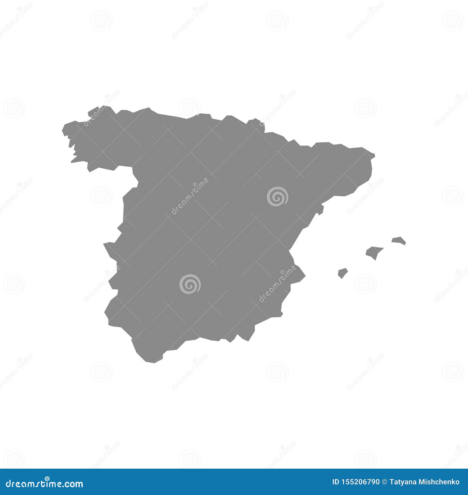 High Detailed Gray Vector Map â€“ Spain Stock Illustration ...