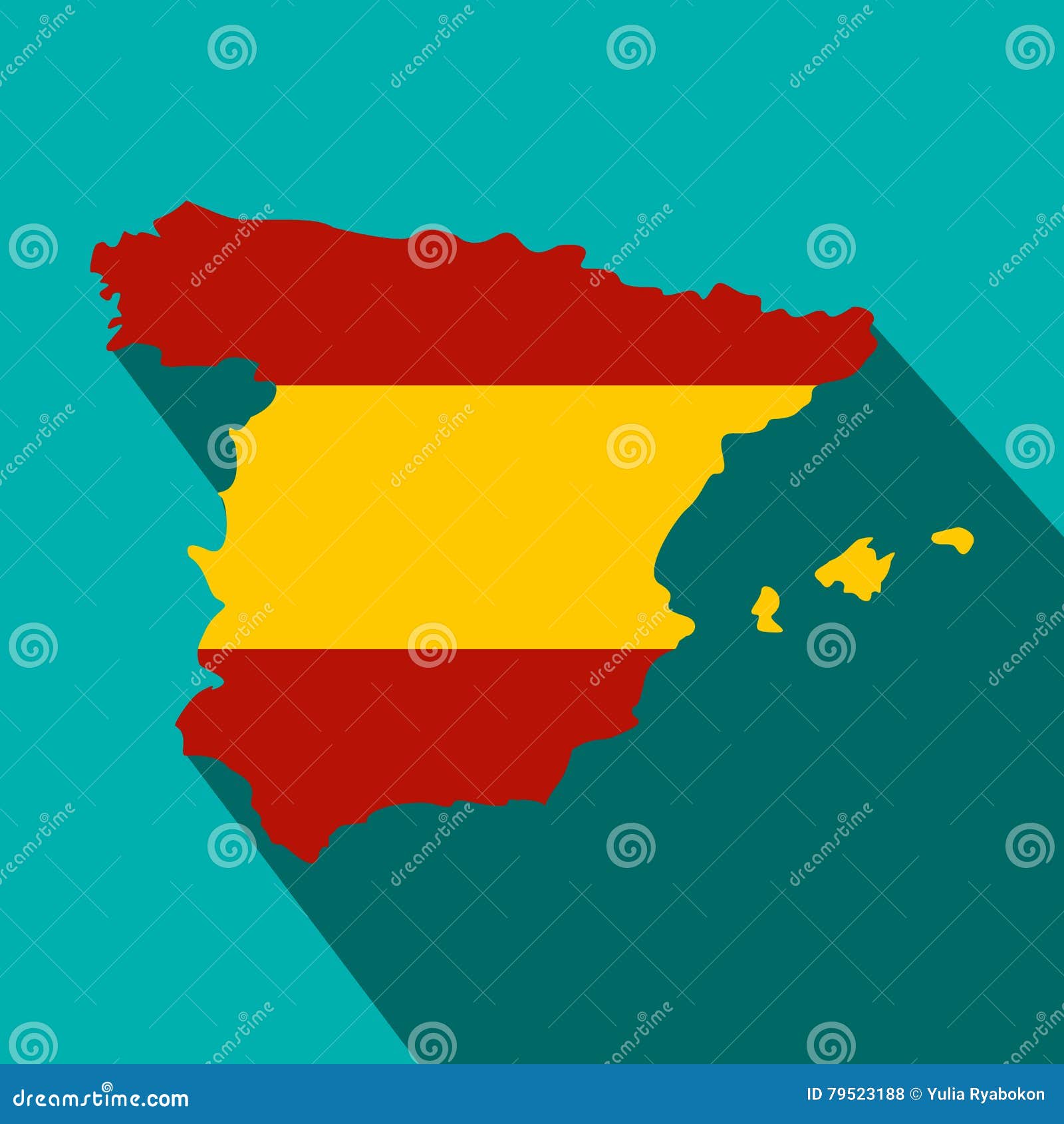 Map of Spain in Spanish Flag Colors Icon Stock Vector - Illustration of ...