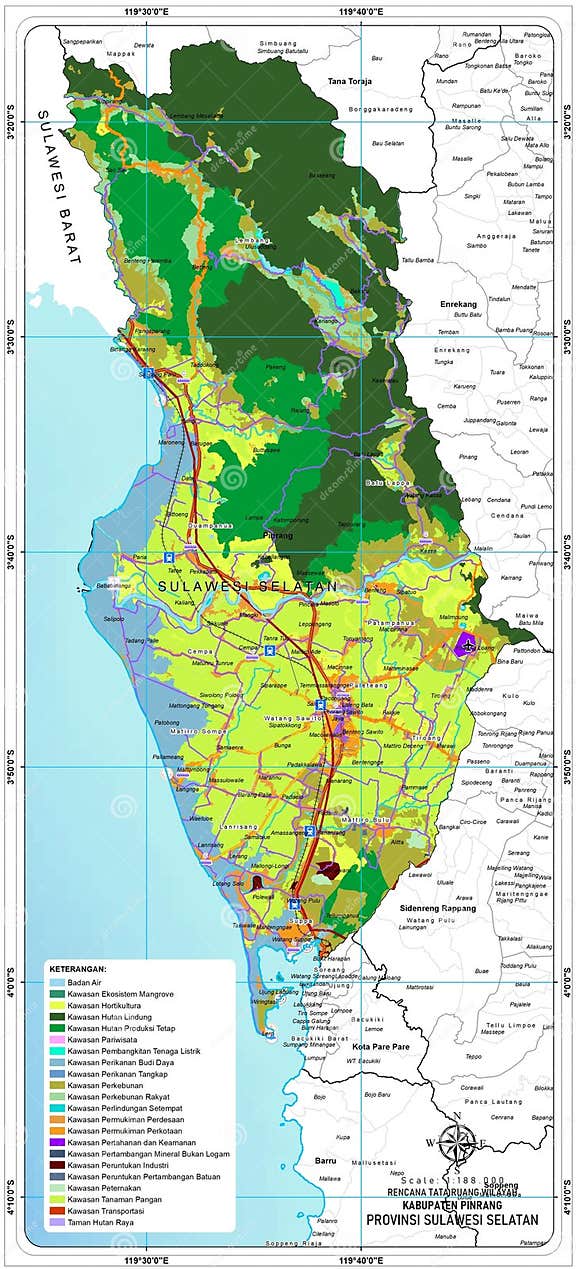 Map of Spatial Patterns of Regional Spatial Plan (RTRW) of Pinrang ...