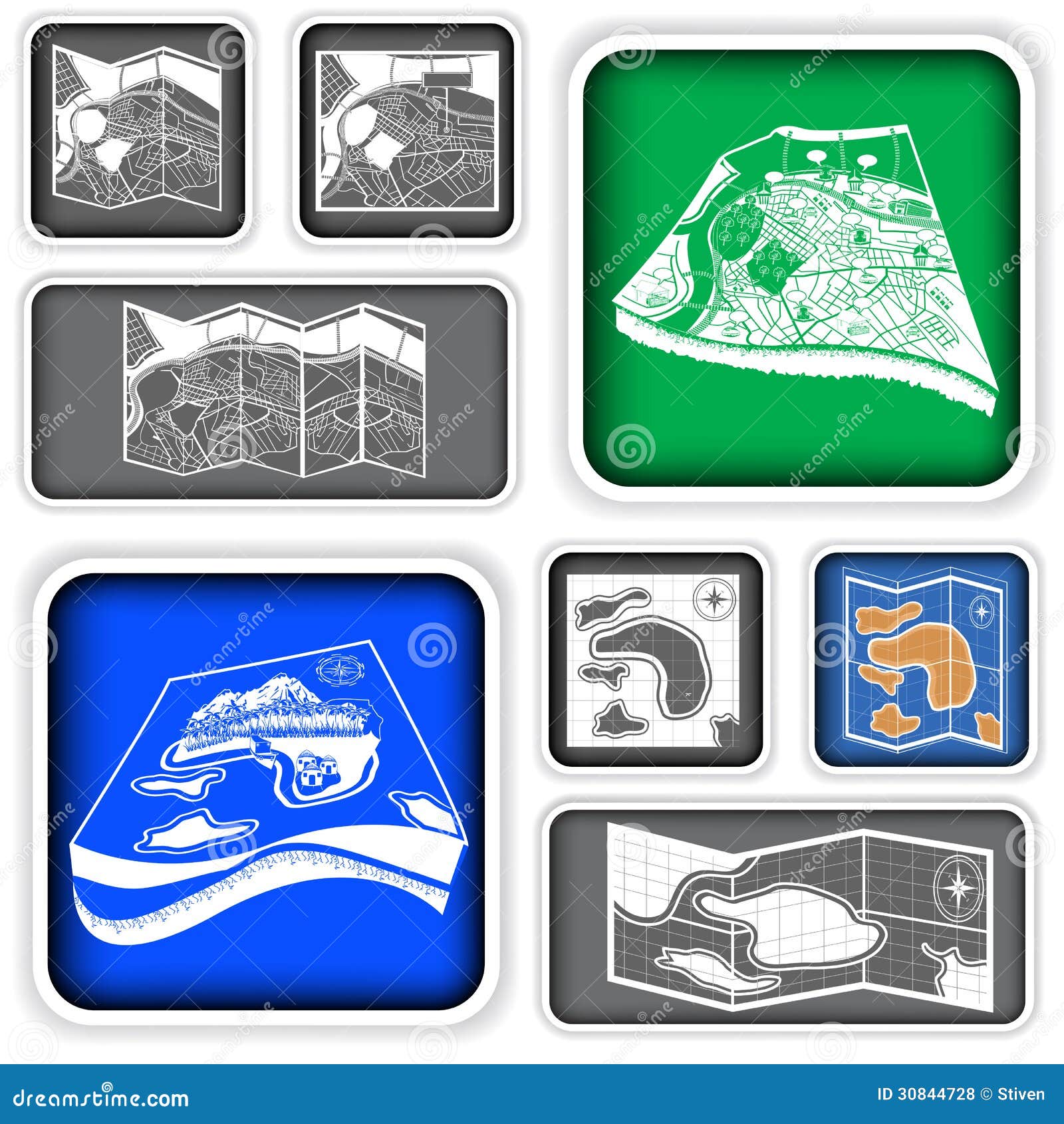 Map squared icons stock vector. Illustration of travel - 30844728