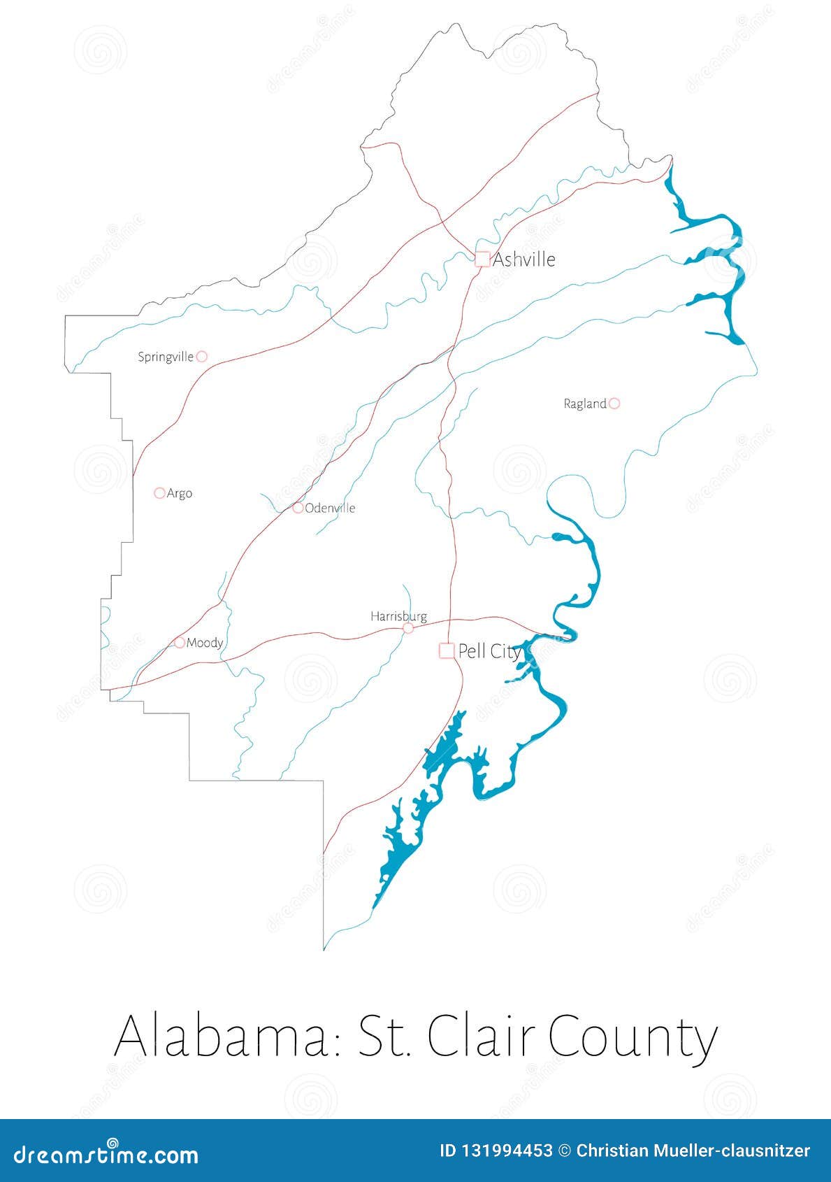 Map Of St Clair County In Michigan State On White Background. Single ...