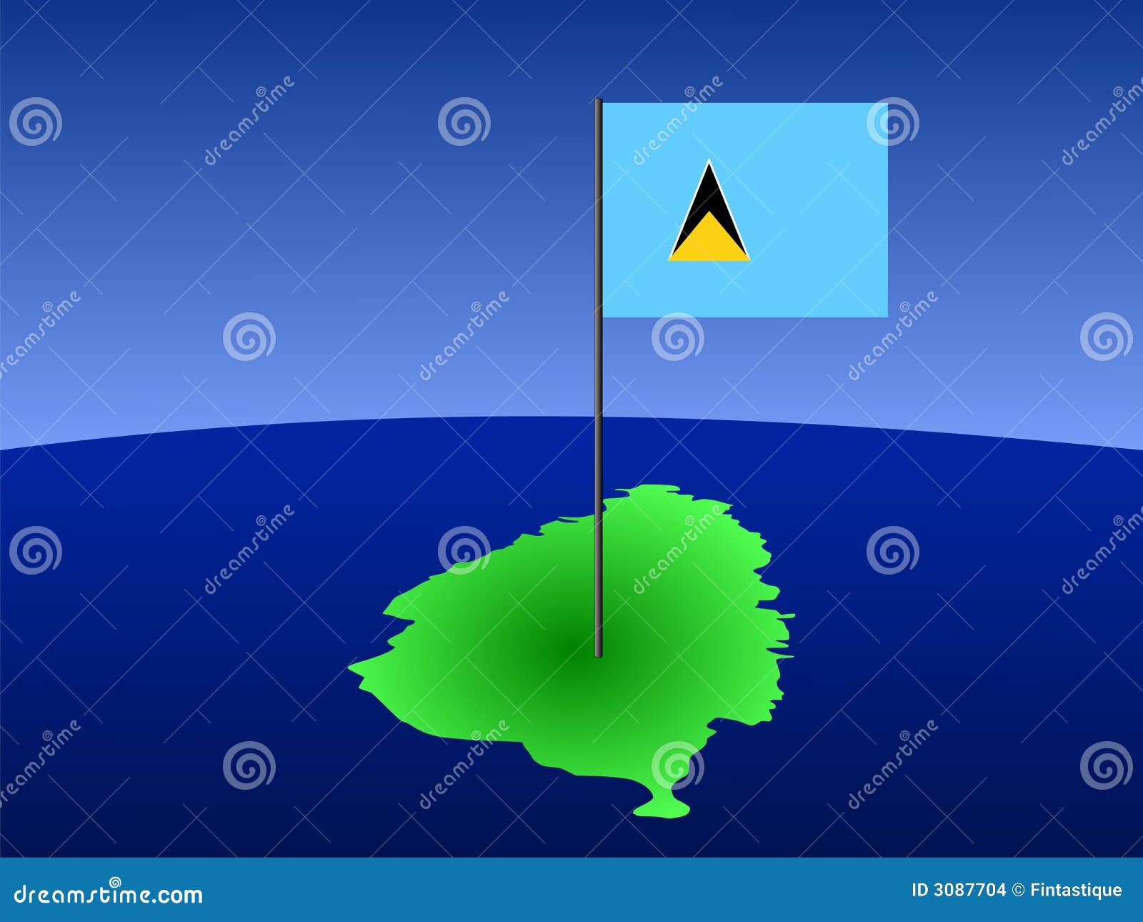 Map of St Lucia with flag stock vector. Illustration of giant - 3087704