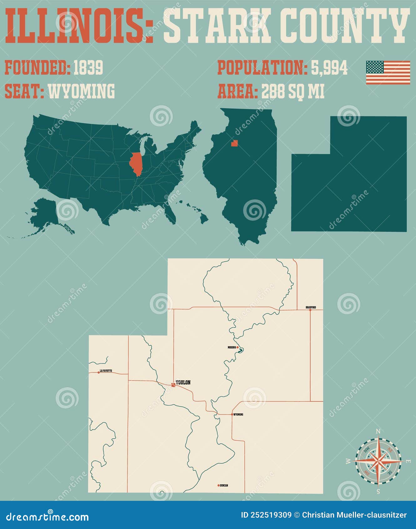 Map Of Stark County In Ohio State On White Background. Single County ...