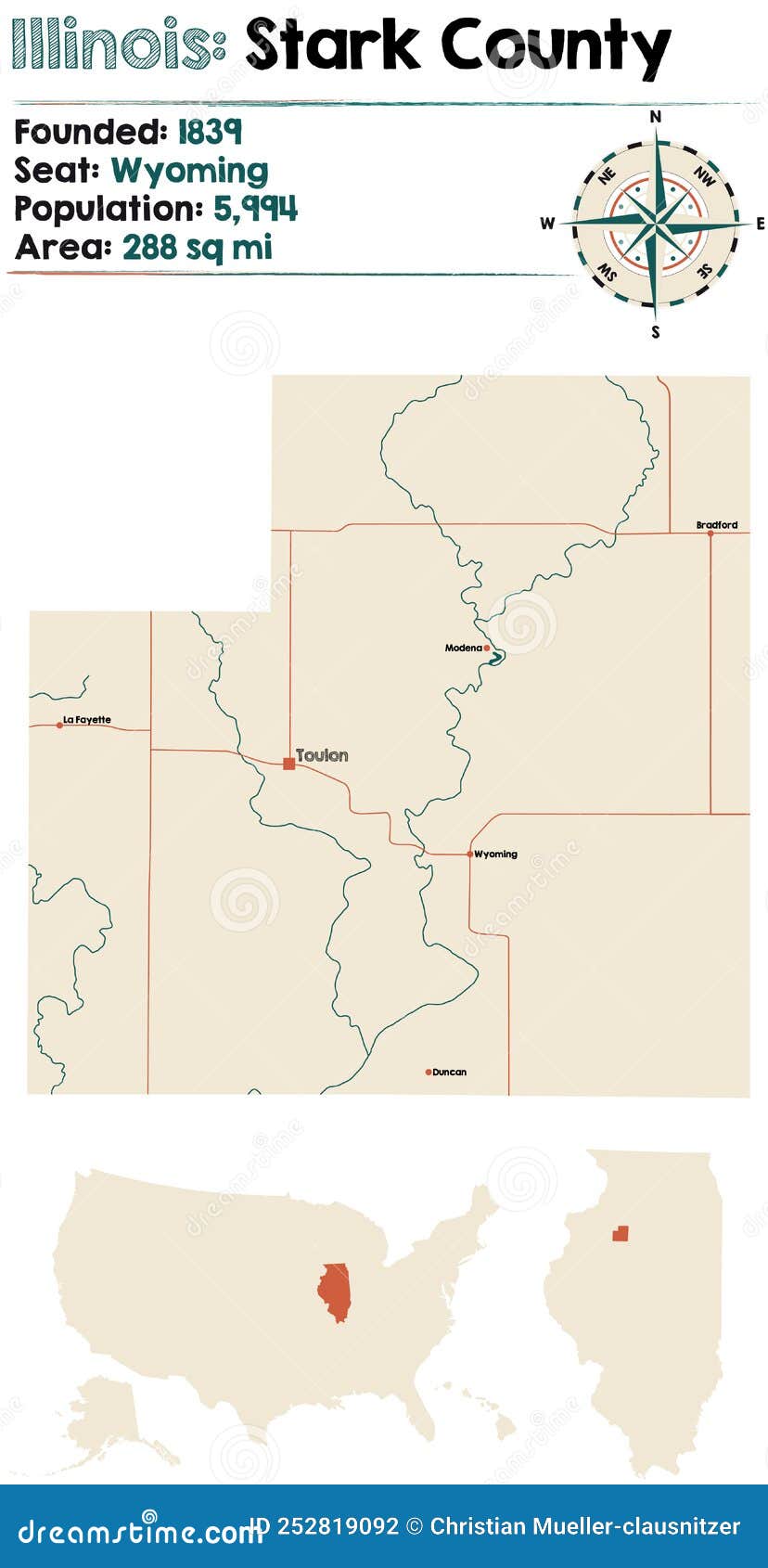 Map Of Stark County In Ohio State On White Background. Single County ...