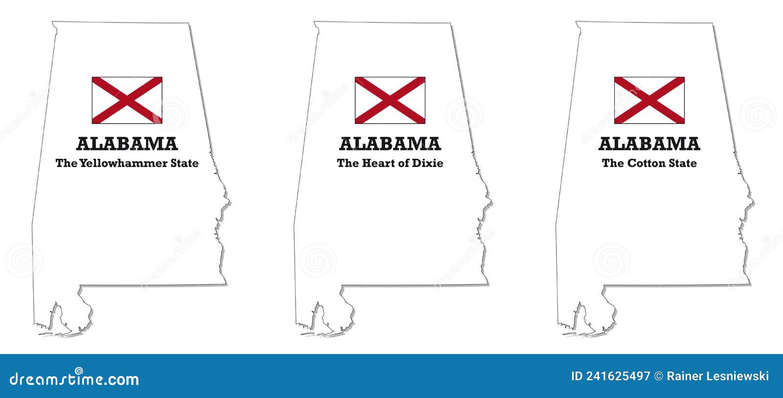 Map of the State of Alabama with Flag and Nickname, USA Stock Vector ...