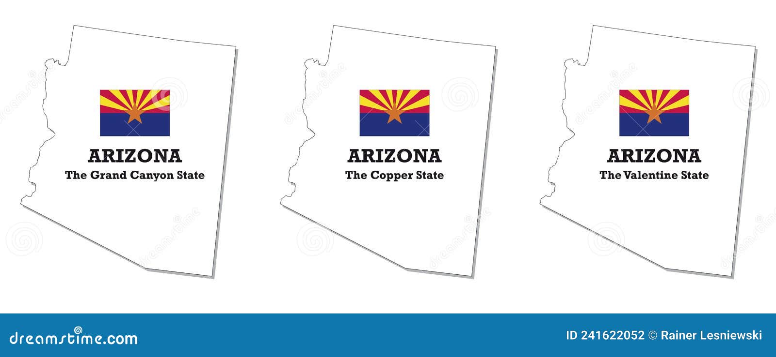 Map of the State of Arizona with Flag and Nickname, USA Stock Vector ...