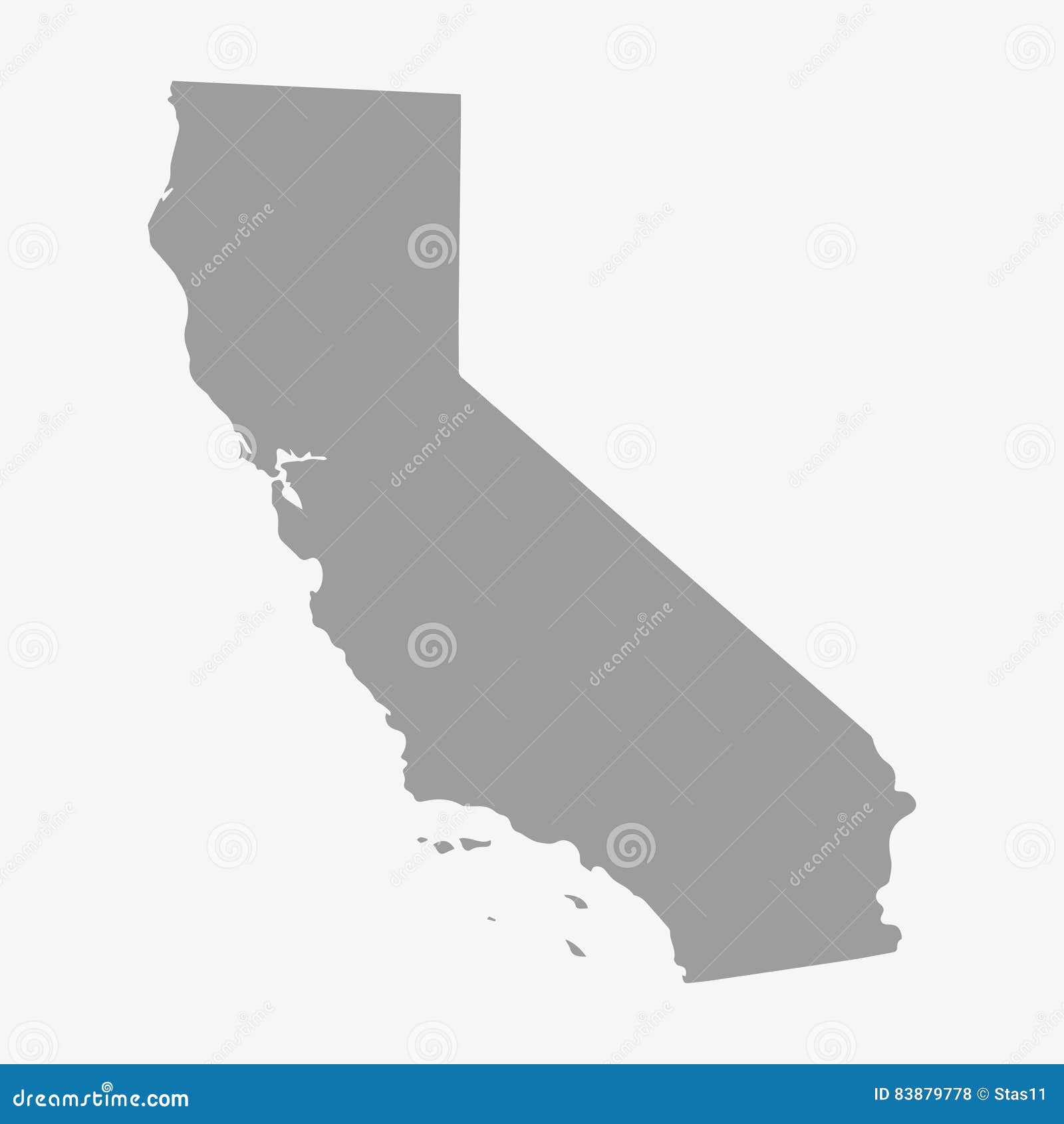 Map of the State of California in Gray on a White Background Stock ...