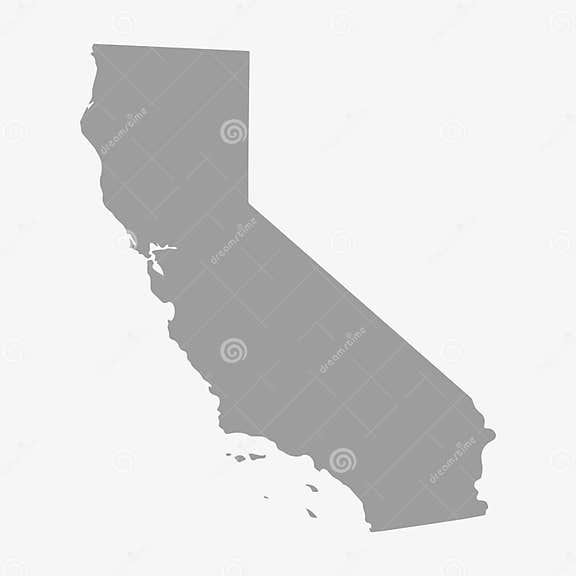 Map of the State of California in Gray on a White Background Stock ...