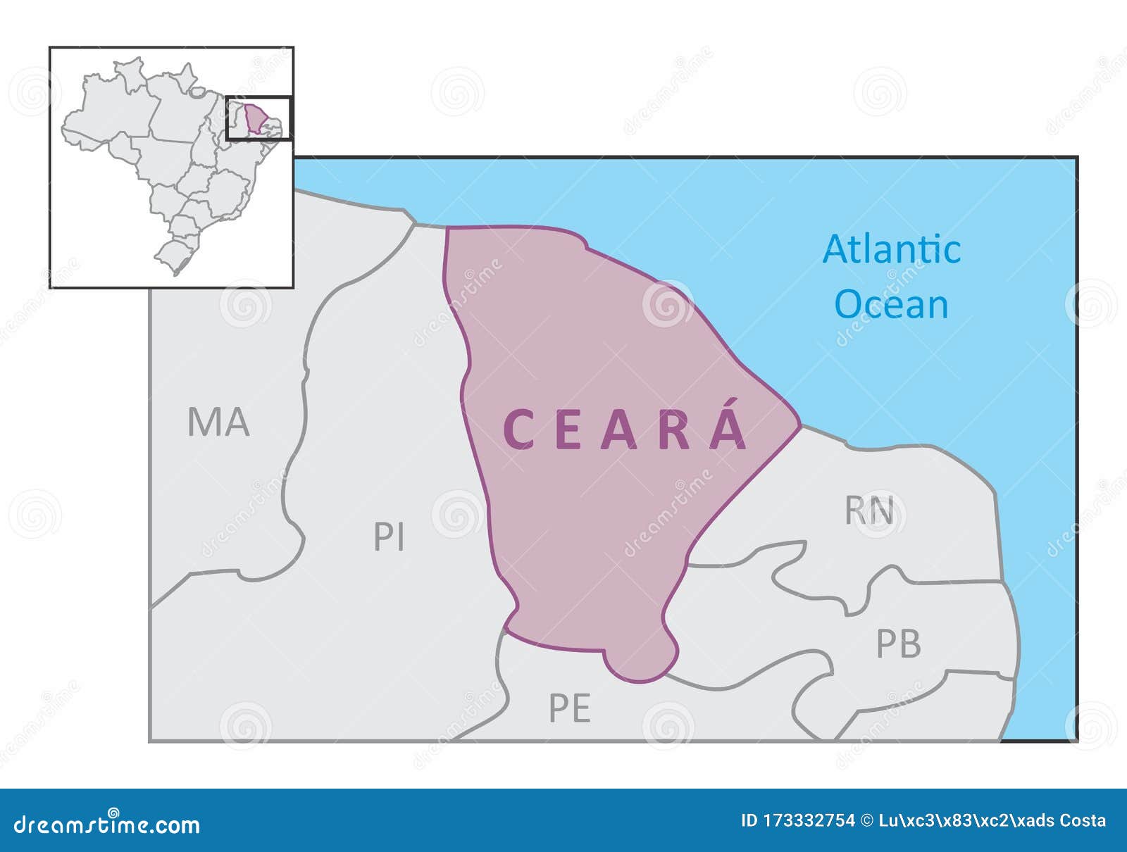 State of Ceara map stock illustration. Illustration of district - 173332754