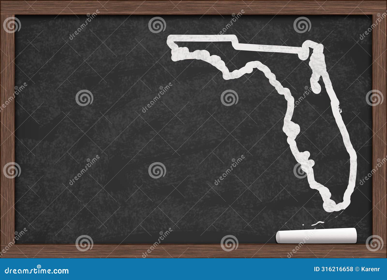 Map of the State of Florida on a Chalkboard Stock Photo - Image of educ ...