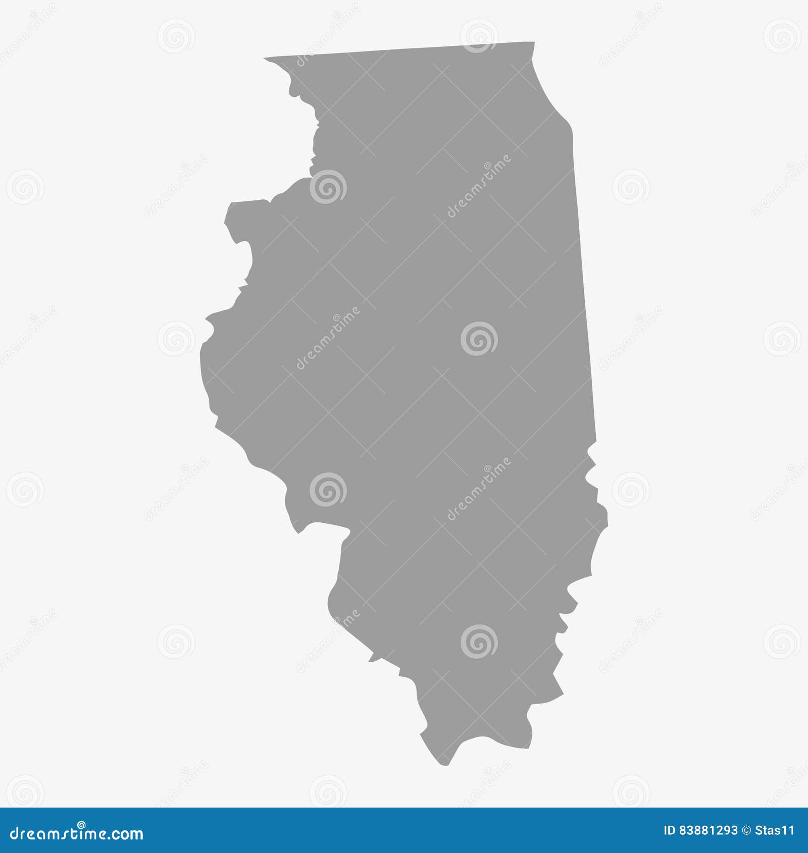 Map the State of Illinois in Gray on a White Background Stock ...