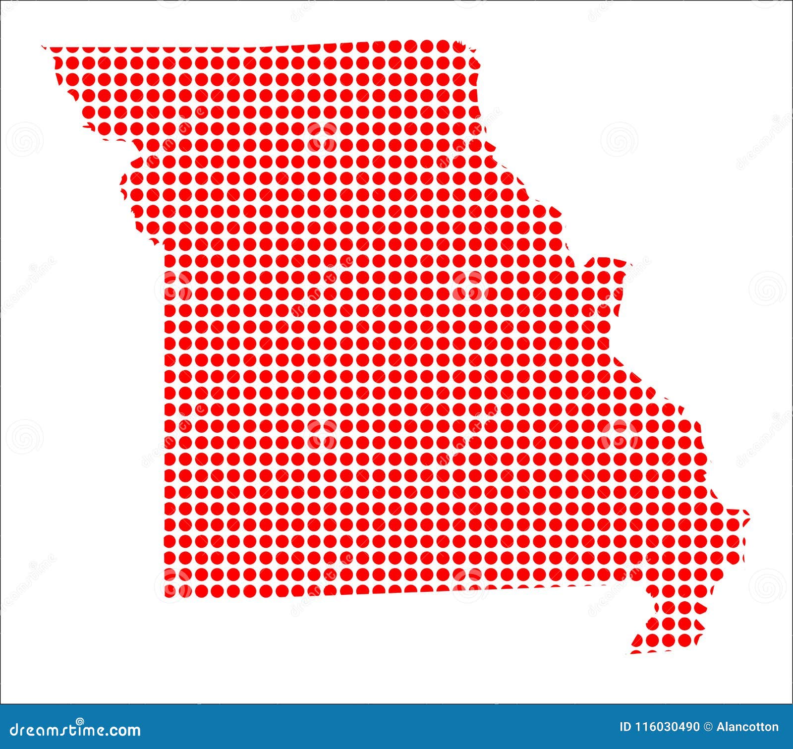Red Dot Map of Missouri stock vector. Illustration of united - 116030490