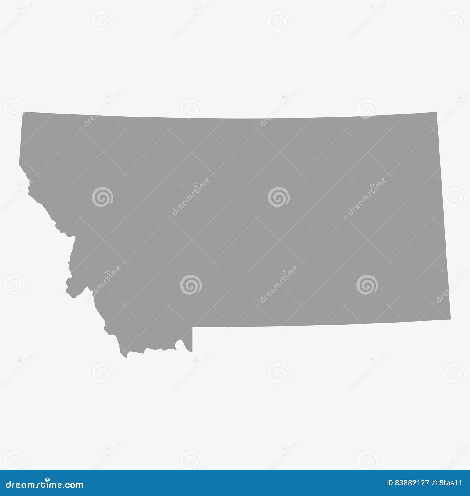 Montana, MT, Gray Political Map, US State, Big Sky Country Cartoon ...