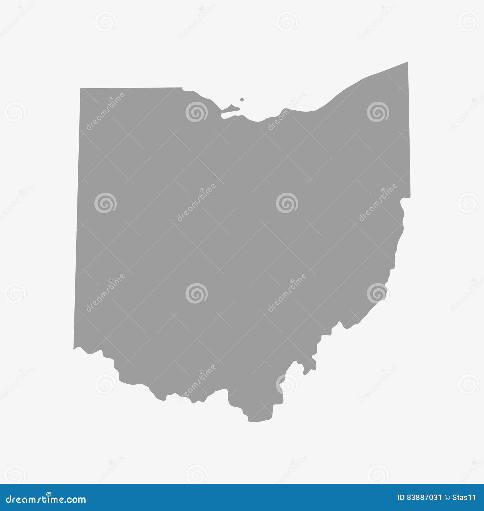 Map the State of Ohio in Gray on a White Background Stock Illustration ...