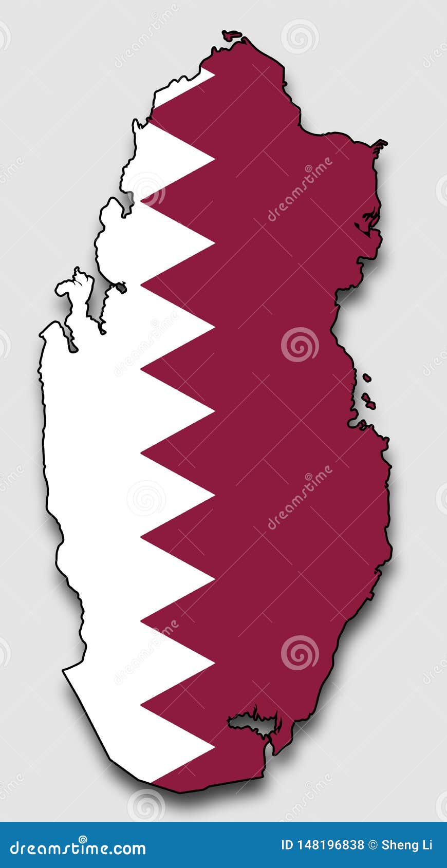 The Map of the State Qatar, Filled with the National Flag Stock Vector ...