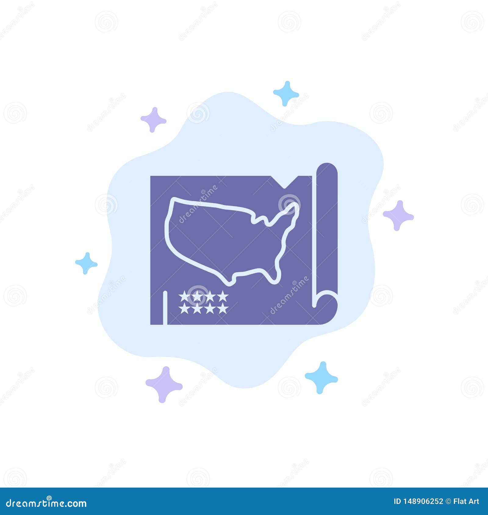 Map, States, United, Usa Blue Icon on Abstract Cloud Background Stock ...