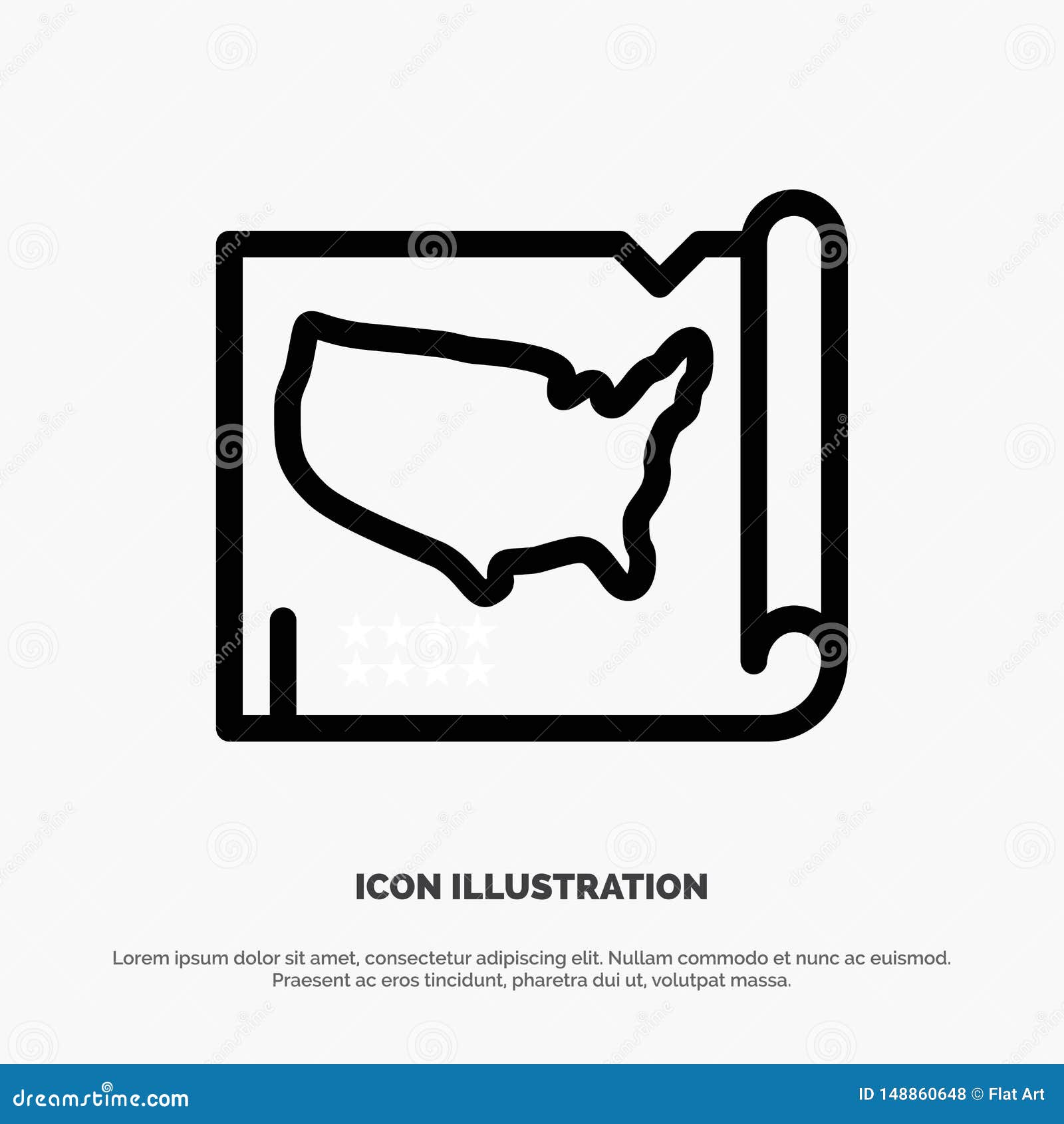 Map, States, United, Usa Line Icon Vector Stock Vector - Illustration ...