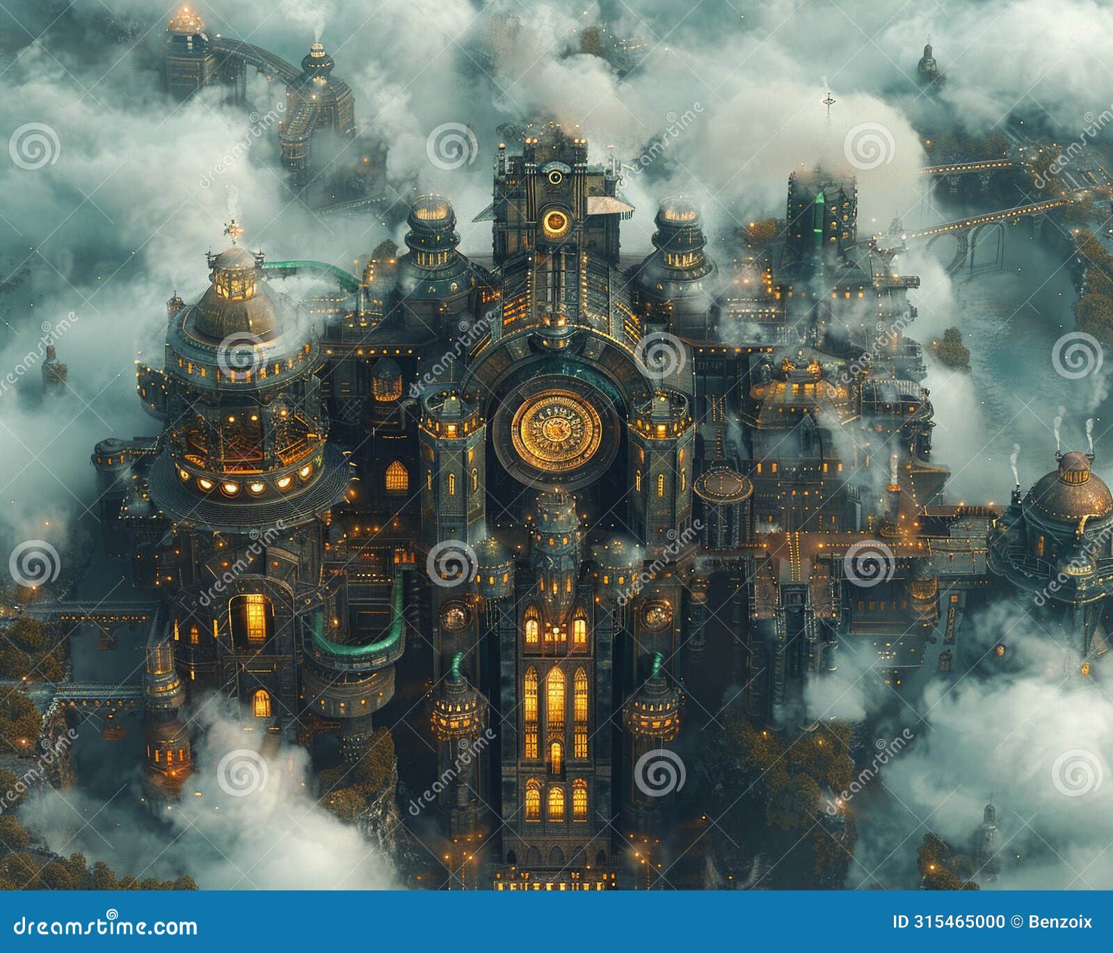Map of a steampunk city stock photo. Image of detail - 315465000