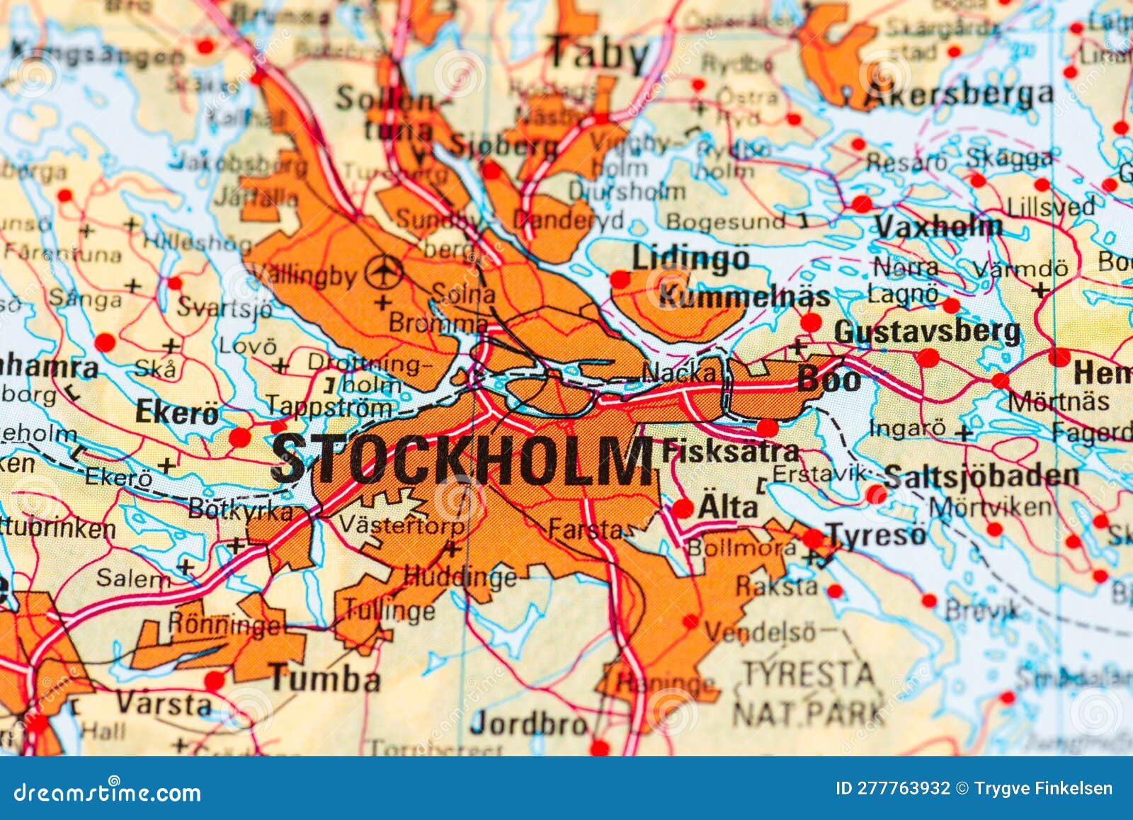 Map of Stockholm in Sweden.. Stock Photo - Image of architecture ...