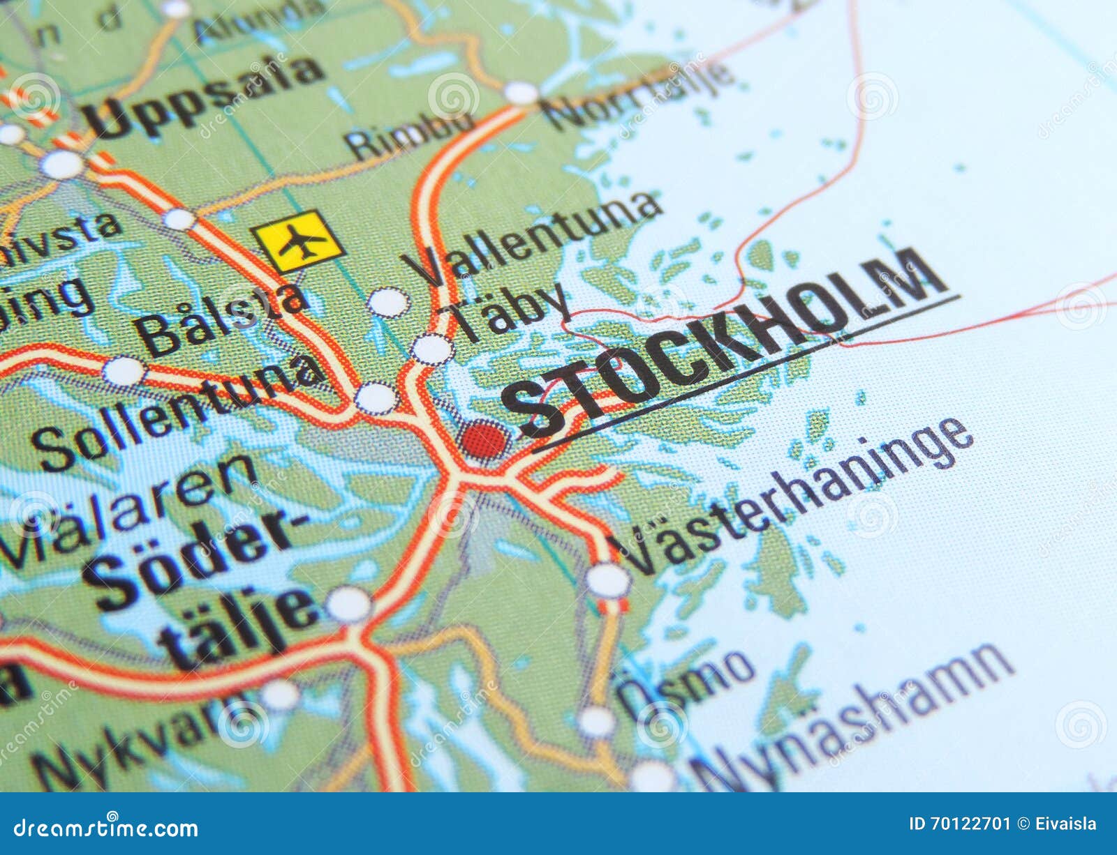 Map of Stockholm stock image. Image of cities, magnification - 70122701
