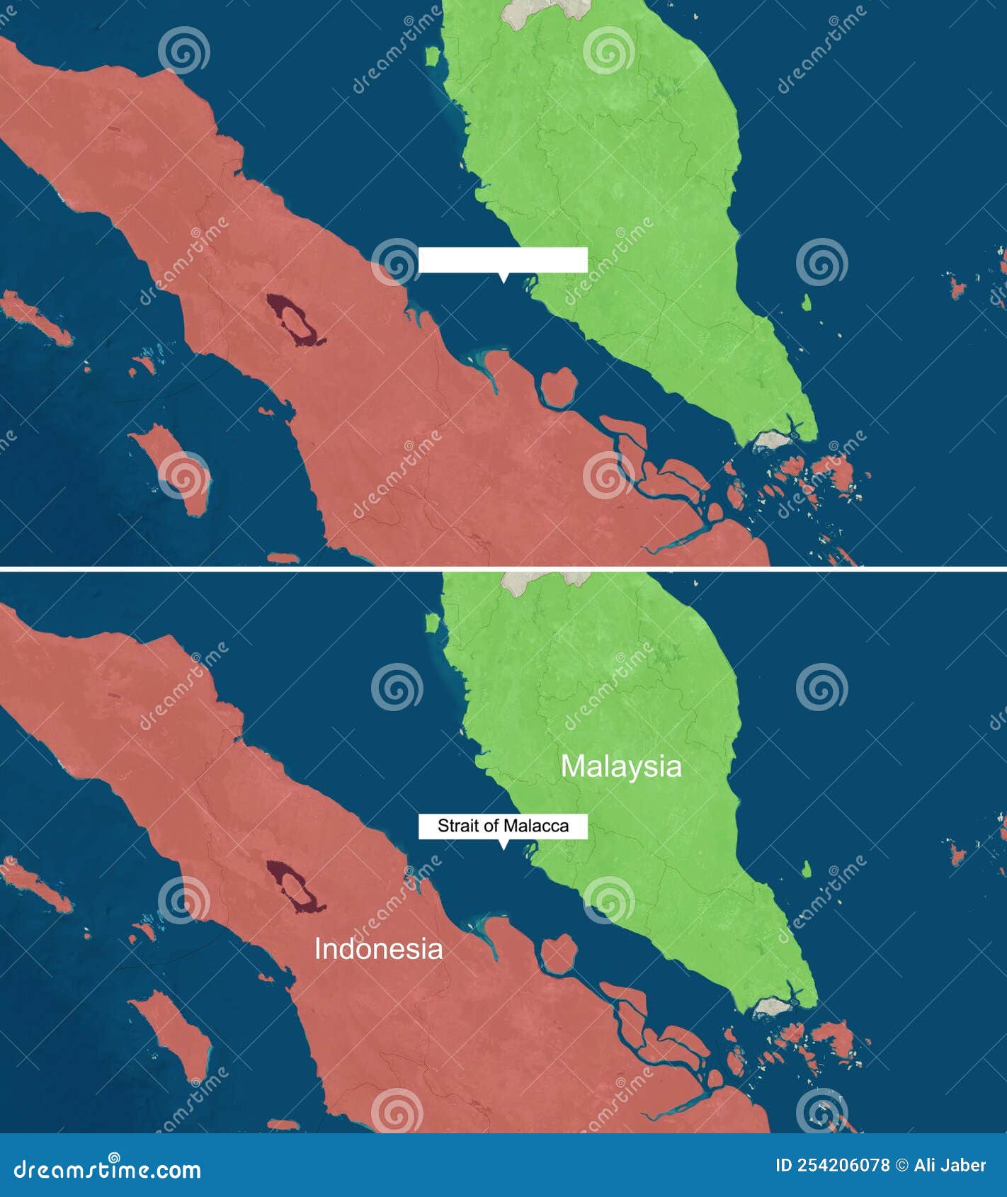 The Map of Strait of Malacca with Text, Textless Stock Illustration - Illustration of global ...