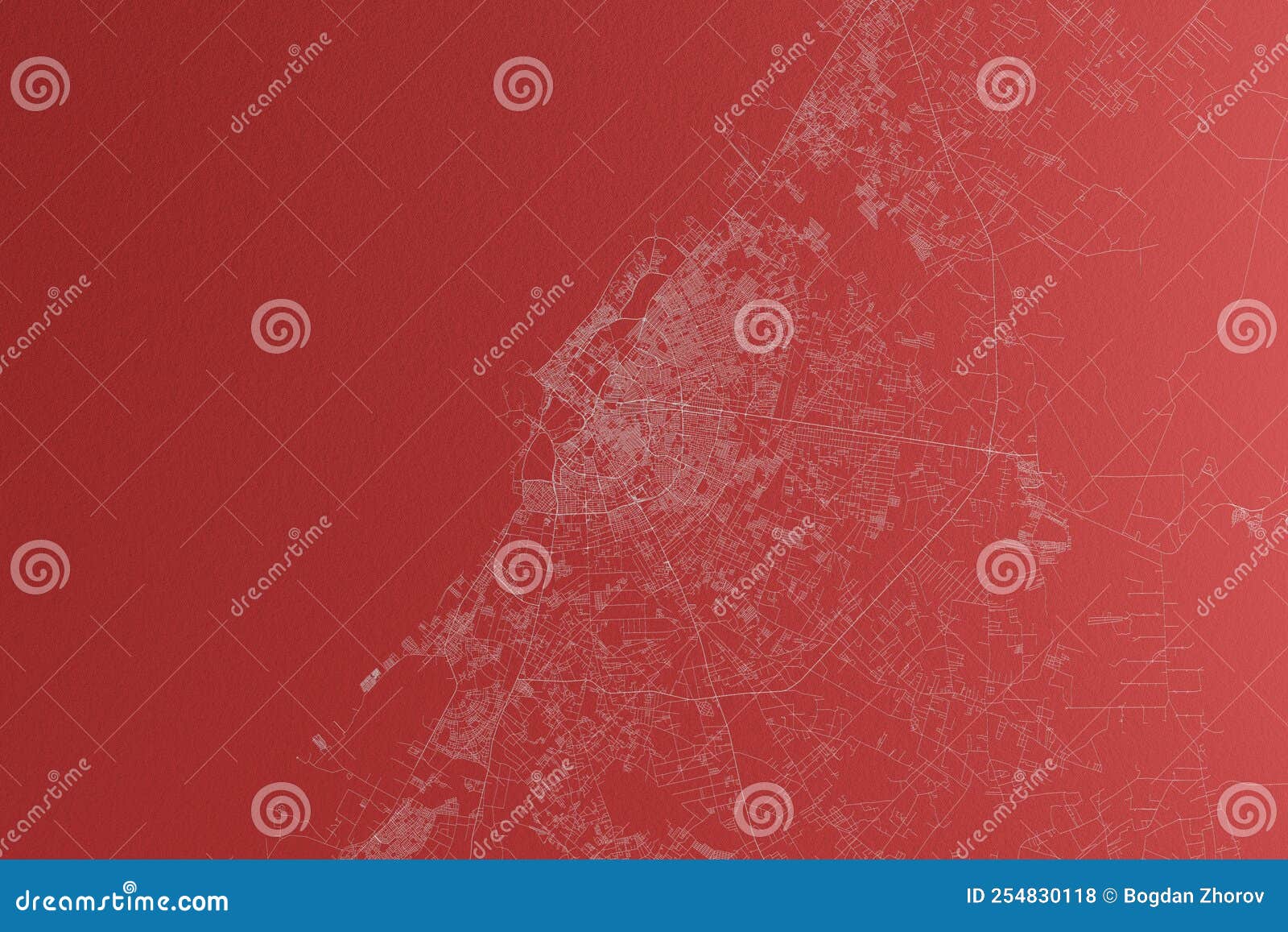 Map of the Streets of Benghazi (Libya) Made with White Lines on Red ...