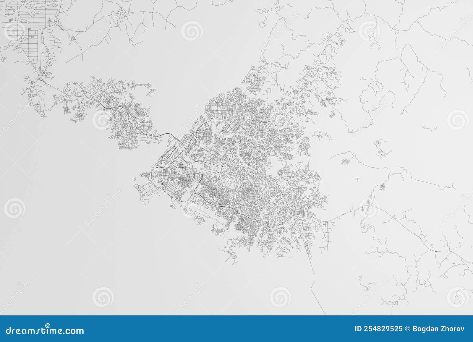 Map of the Streets of Douala (Cameroon) on White Background Stock ...