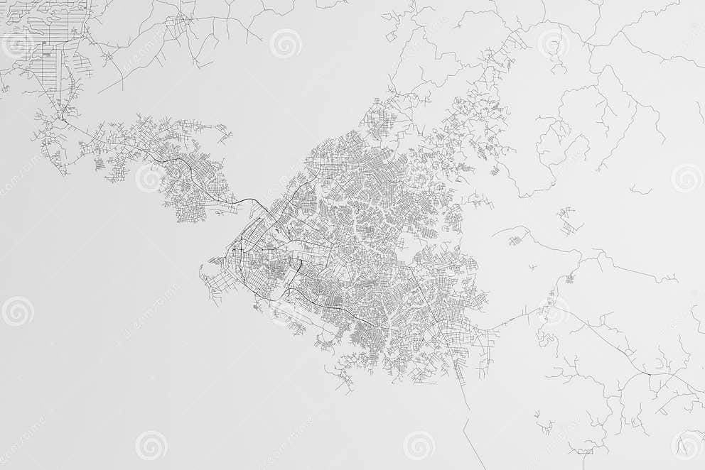Map of the Streets of Douala (Cameroon) on White Background Stock ...