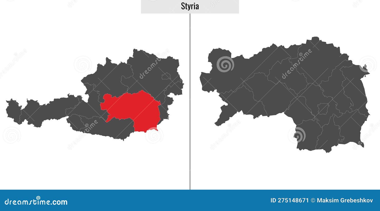 Styria Map. State And District Map Of Styria. Political Map Of Styria ...