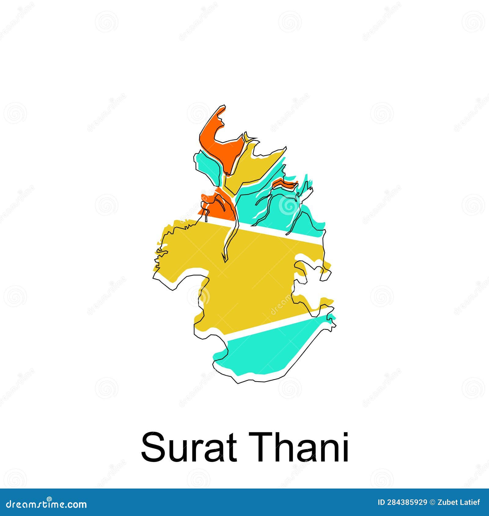 Surat District Gujarat State, Republic Of India Map Vector Illustration ...