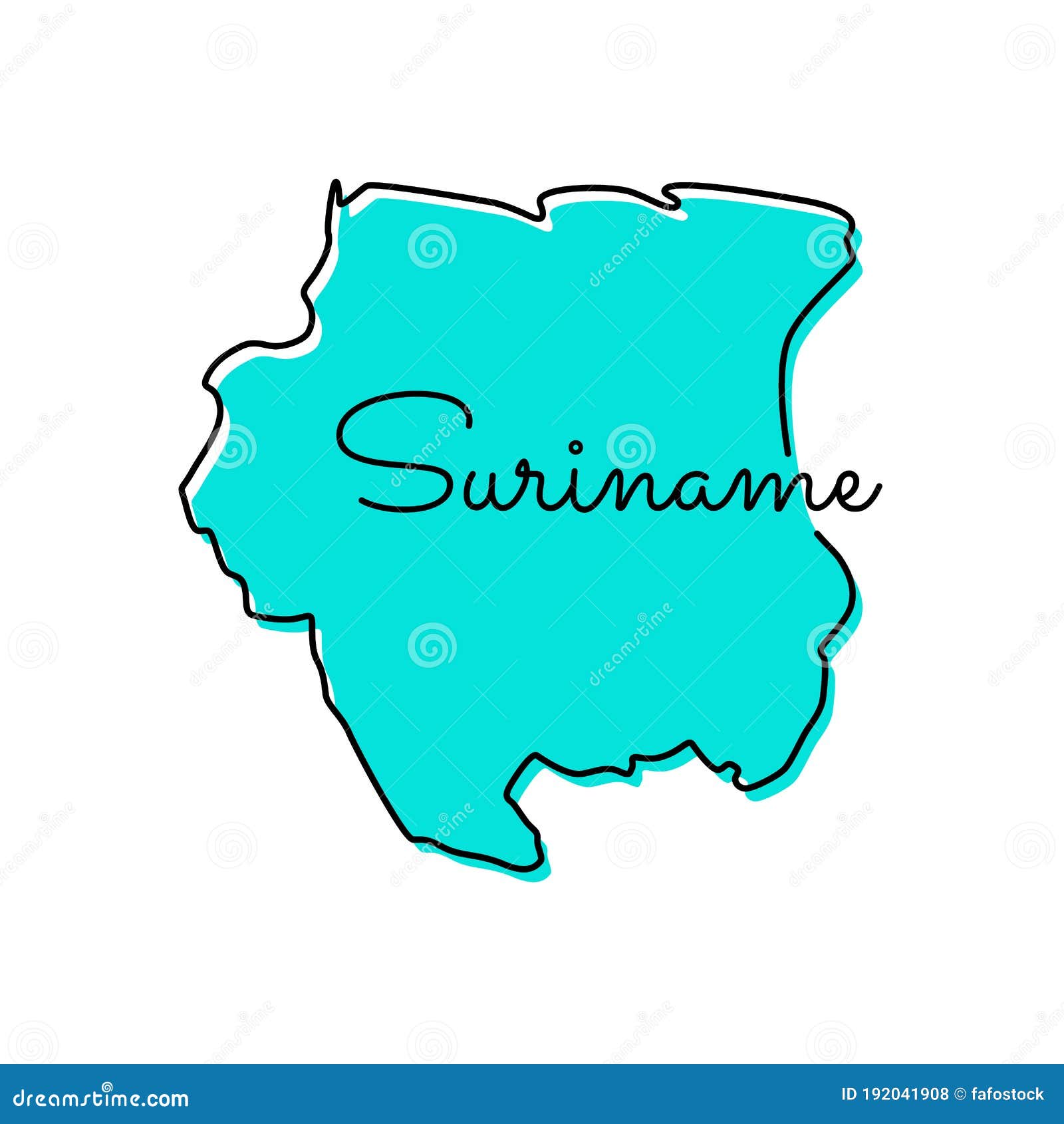 Suriname Vector Map Isolated On White Background. High-Detailed Black ...